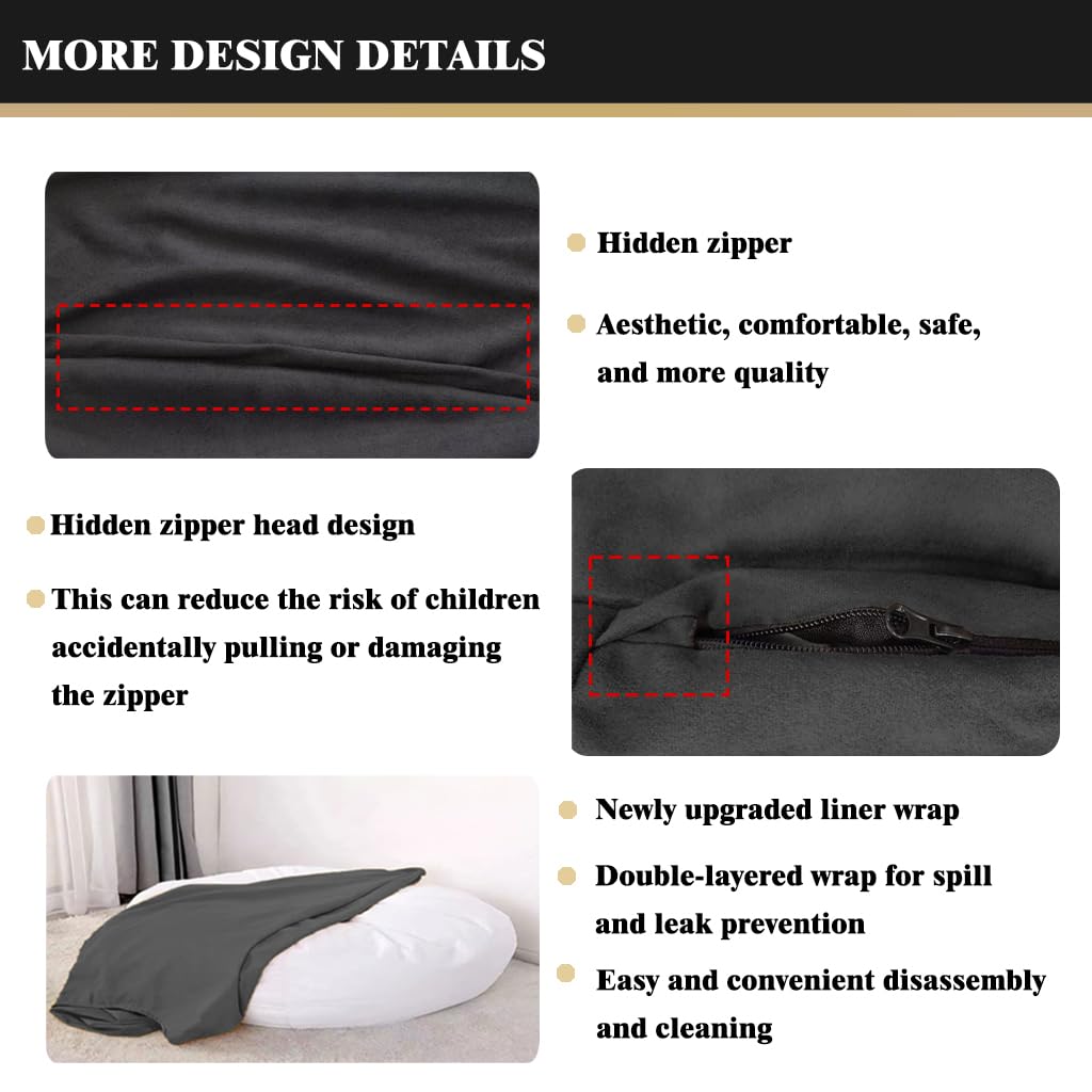 6' Big Giant Bean Bag Chairs for Adults Teens, Bean Bag Couch with Memory Foam Filling, Removable Micro Suede Cover & Inner Liner