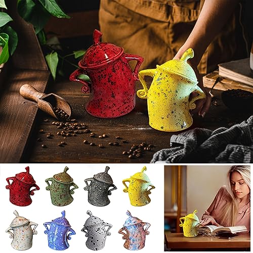 Canister with Attitude,Cute Cafe Sassy Canister,Airtight Ceramic Kitchen Storage Canisters for Food with Lids,Perfect for Coffee Tea Sugar Spices and More Food Jars (yellow)