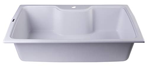 ALFI brand AB3520DI-W Drop-In Single Bowl Granite Composite Kitchen Sink, 35", White