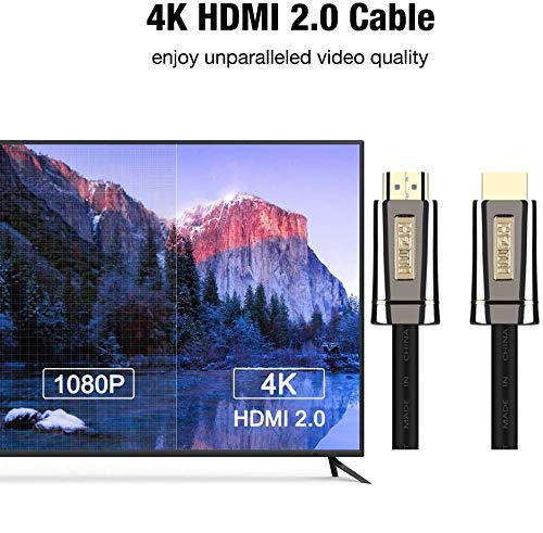 A-technology 4K HDMI Cable 60ft-High Speed 18Gbps HDMI 2.0 Cable - 4K HDR, 3D, 2160P, 1080P, Ethernet - 28AWG Braided HDMI Cord - Audio Return(ARC) Compatible UHD TV, Blu-ray,PS4/3,PC (60ft)