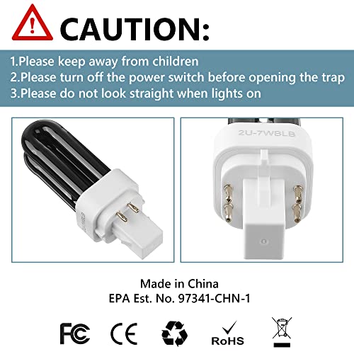 Bug Zapper Replacement fluorescent Bulbs, 2 Pack 41050 Bulbs for DynaTrap DT1050 DT1100 DT1250, 7W UV Light Ultraviolet Mosquito Killer Lamp, 1/2 Acre Trap Replacement Bulb