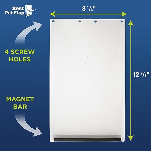 Best Pet Flap Medium Non PVC Compatible w/PetSafe PAC11-11038 - 8 1/8" x 12 7/8" Longer Lasting, Most Energy Efficient, Less Shrinkage, BPA Free