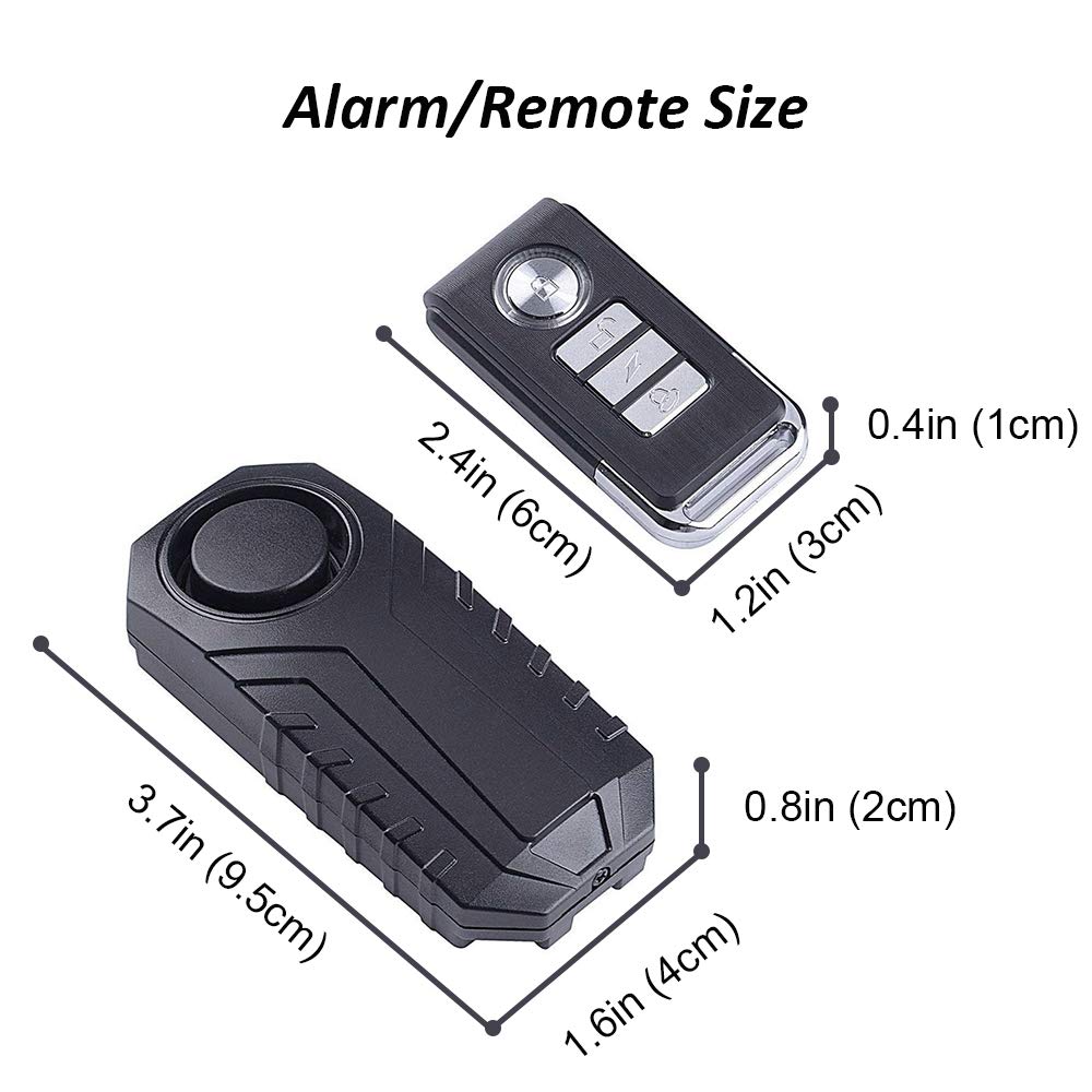 Mengshen Wireless Bicycle Motorcycle Alarm, Waterproof Anti-Theft Security Sensor Alarm with 113dB Super Loud Sound, 7 Level Sensitivity (2 Remote Control Included)