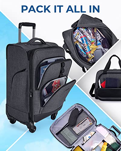 BAGSMART 2 Piece Luggage Sets, Expandable 20 inch Carry on Luggage Airline Approved, Lightweight Carry on Suitcase with Spinner Wheels, Family Travel Suitcase Set with Duffle Bag