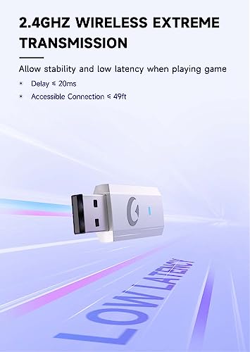 Gvyugke Captain 500 Wireless Gaming Headset, 2.4GHz USB Wireless Headset with Microphone for PS4/PS5/PC/Switch, Bluetooth 5.2 Gaming Headphones with 40H Battery, RGB Light, Ergonomic Design(White)