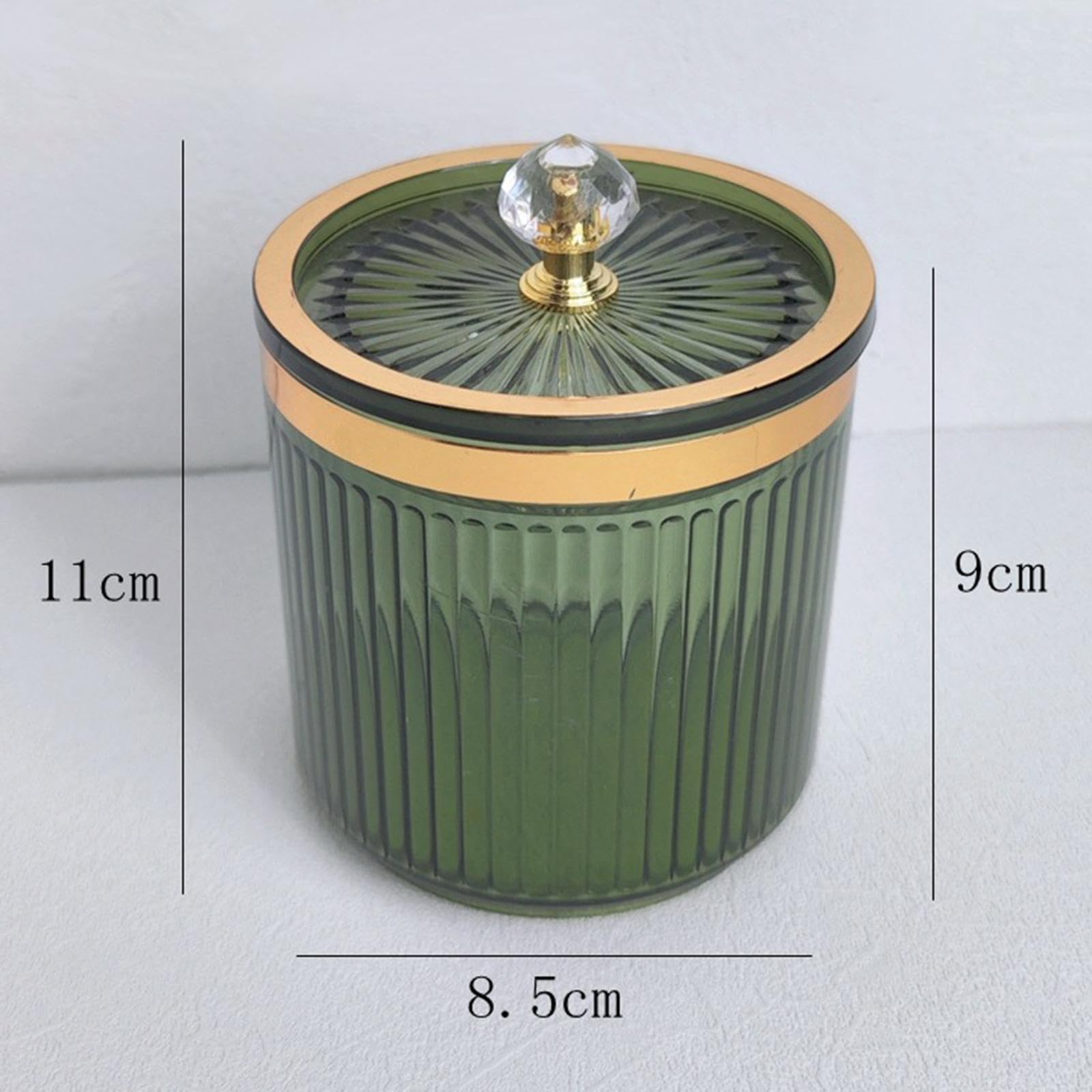 Amagogo Bathroom Qtip Dispenser Jar Swab Holder Canister with Lid Dustproof Makeup Pads Container for Countertop Restroom Dresser Desktop Home , Green