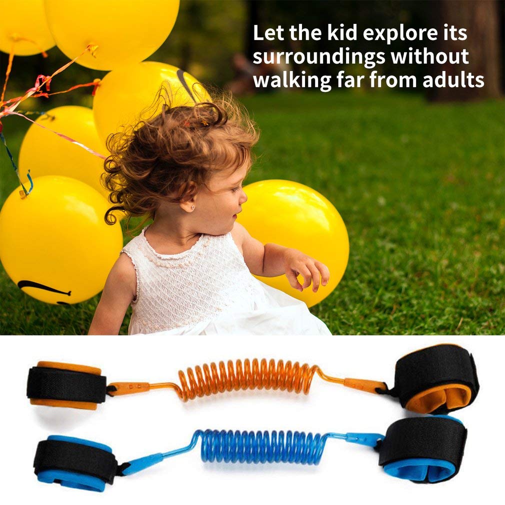 Locisne Anti Lost Wrist Link[2 Pack], Child Leash Toddler Safety Harness for Outdoor Activities, 5.9ft (Blue+Orange)
