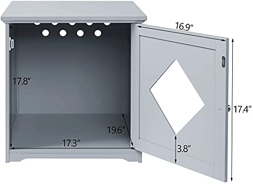 unipaws Cat Litter Box Enclosure with Mat, Privacy Cat Washroom, Litter Box Hidden, Pet Crate with Sturdy Wooden Structure, Cat House Nightstand