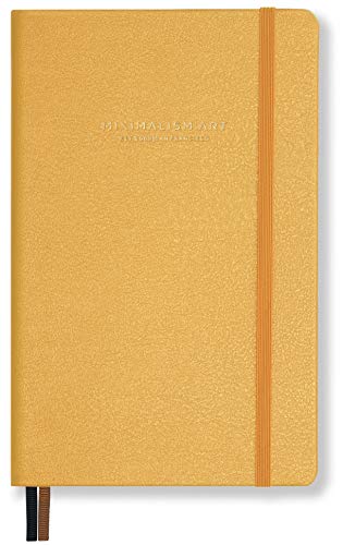 Minimalism Art, Premium Hard Cover Notebook Journal, X-Large Size, Master A4 8.3" x 11.4", 186 Numbered Pages, Gusseted Pocket, Ribbon Bookmark, Extra Thick Ink-Proof Paper 120gsm (Dotted, Amber)