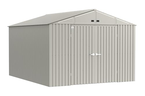 Arrow Shed Elite 10' x 12' Outdoor Lockable Gable Roof Steel Storage Shed Building, Cool Grey