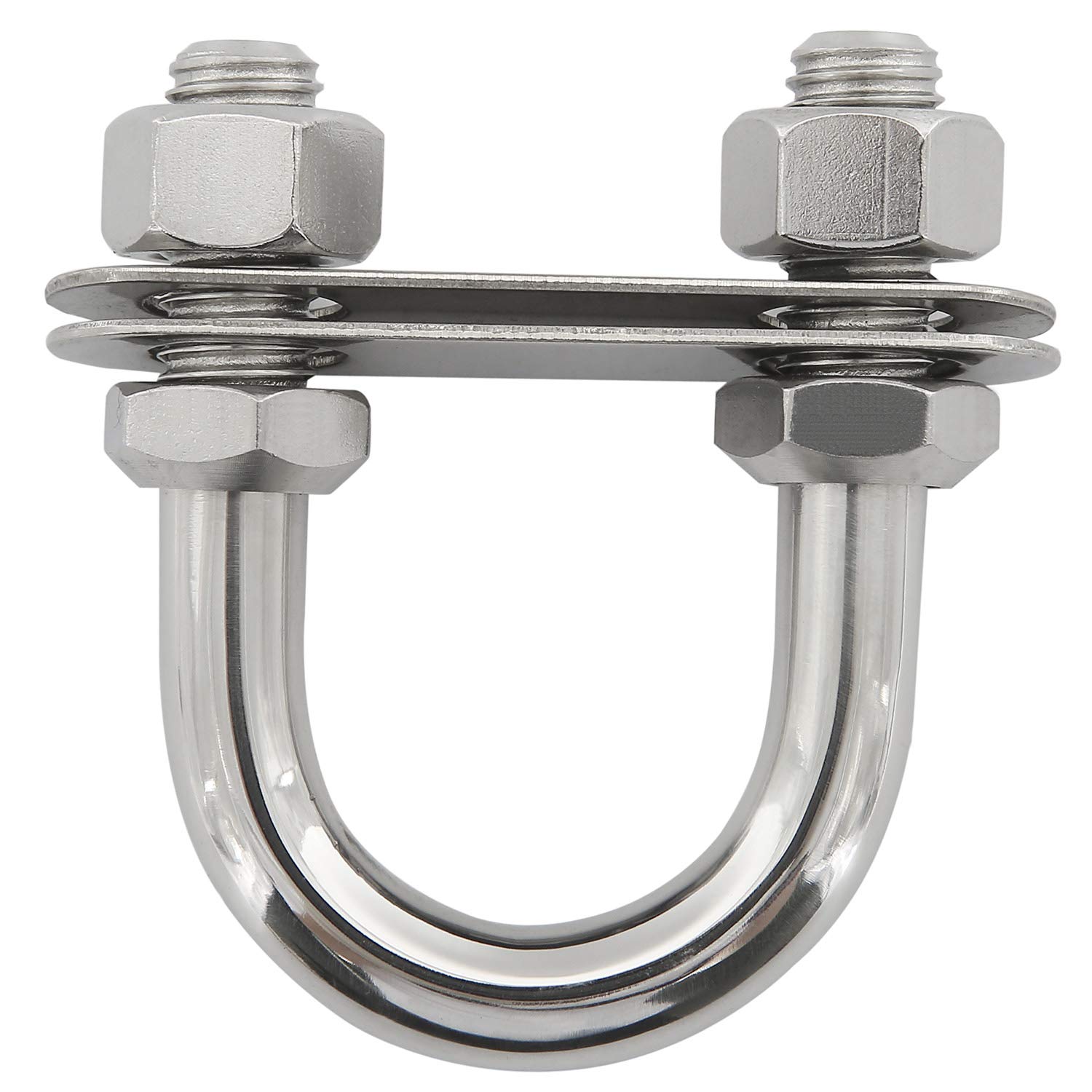 NovelBee 2pcs of Stainless Steel Stern Bow Eye Tie Down U Bolt with Hex Nuts and washers,Stock Dia. 3/7",Thread Length 1-1/4",Overall Length 3"
