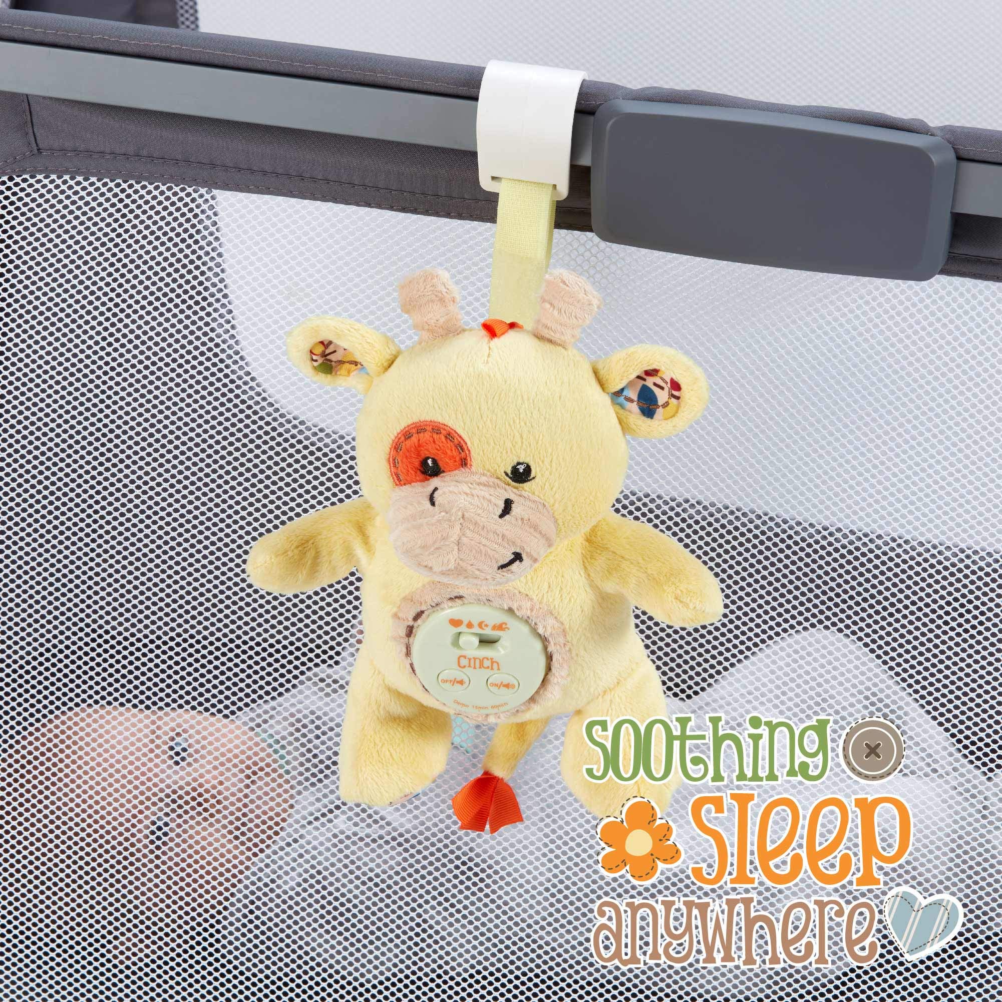 Cinch by dexbaby Plush Mini Giraffe - Sleep Aid Womb Sound Soother w/Playard and Crib Attachment