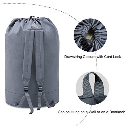 YOUDENOVA Backpack Laundry Bag with Padded Adjustable Shoulder Strap and Pocket for College Dorm, Durable Oxford Backpack Hamper Bag with Drawstring Closure for Travel, Camping, XL