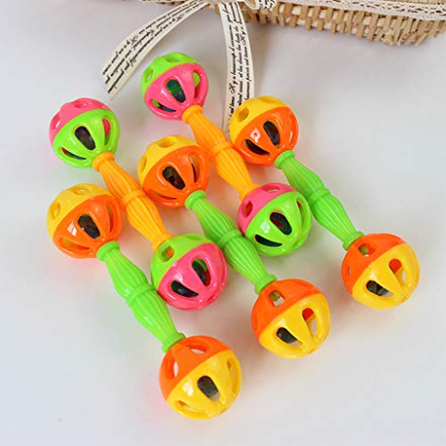 Youngy 2 Pieces Bird Parrot Toy Rattle Birds Fun Exercise Plastic Double-Headed Bell Pet Toys