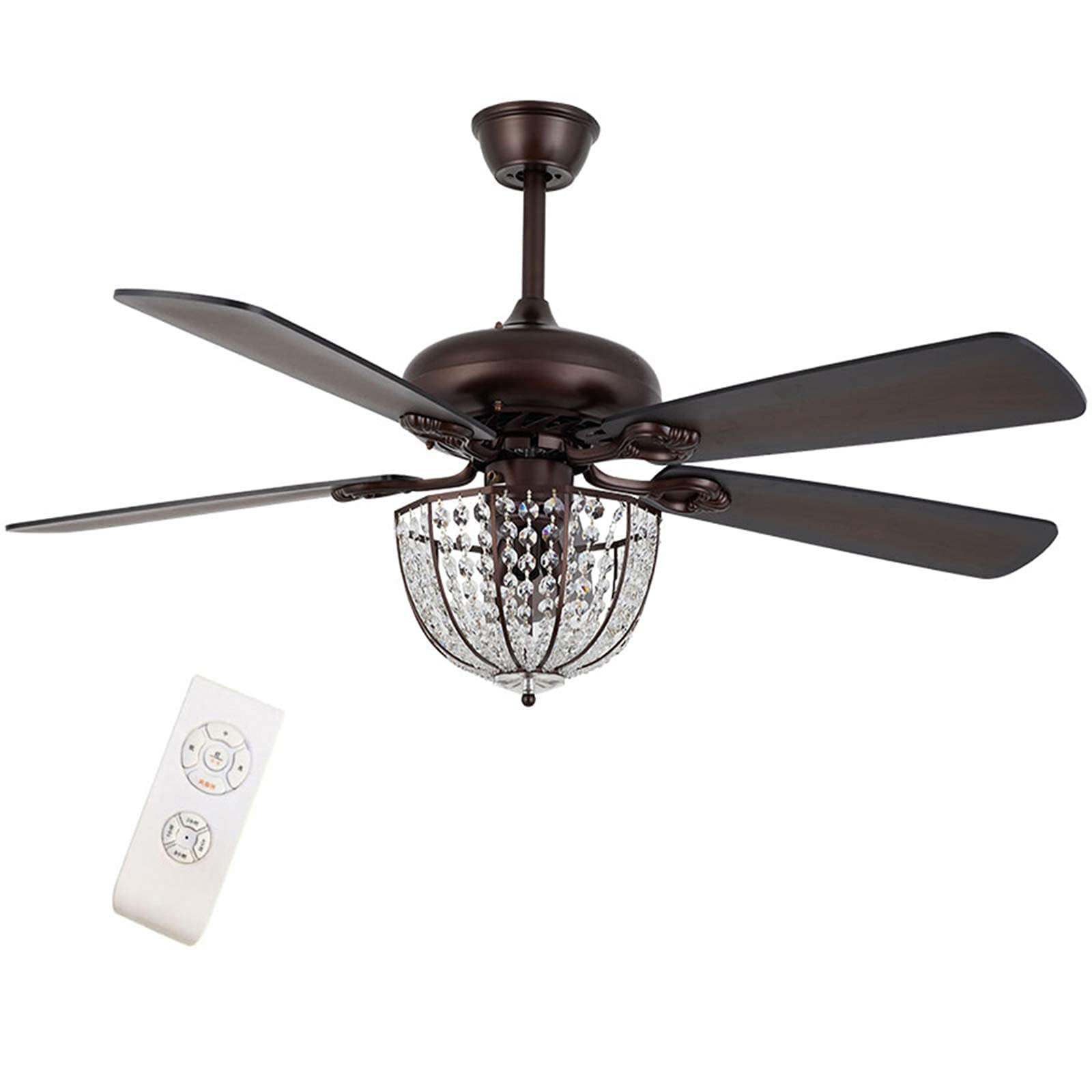 52-inch Ceiling Fan Light Fixture Chandelier Bronze with Remote Control Reverse Wood Fan Blade 3-Light for Home/Living Room Bedroom Home