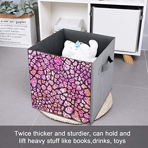Animal Crackle Collapsible Storage Bins Basics Folding Fabric Storage Cubes Organizer Boxes with Handles