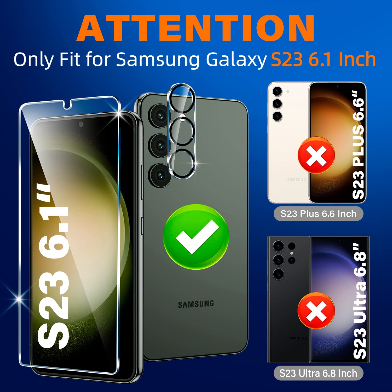 Arshek [4+3 Pack] for Samsung Galaxy S23 Glass Screen Protector, 9H Tempered Glass, Ultrasonic Fingerprint Compatible, HD Clear Case Friendly for Samsung S23 Screen Protector 5G