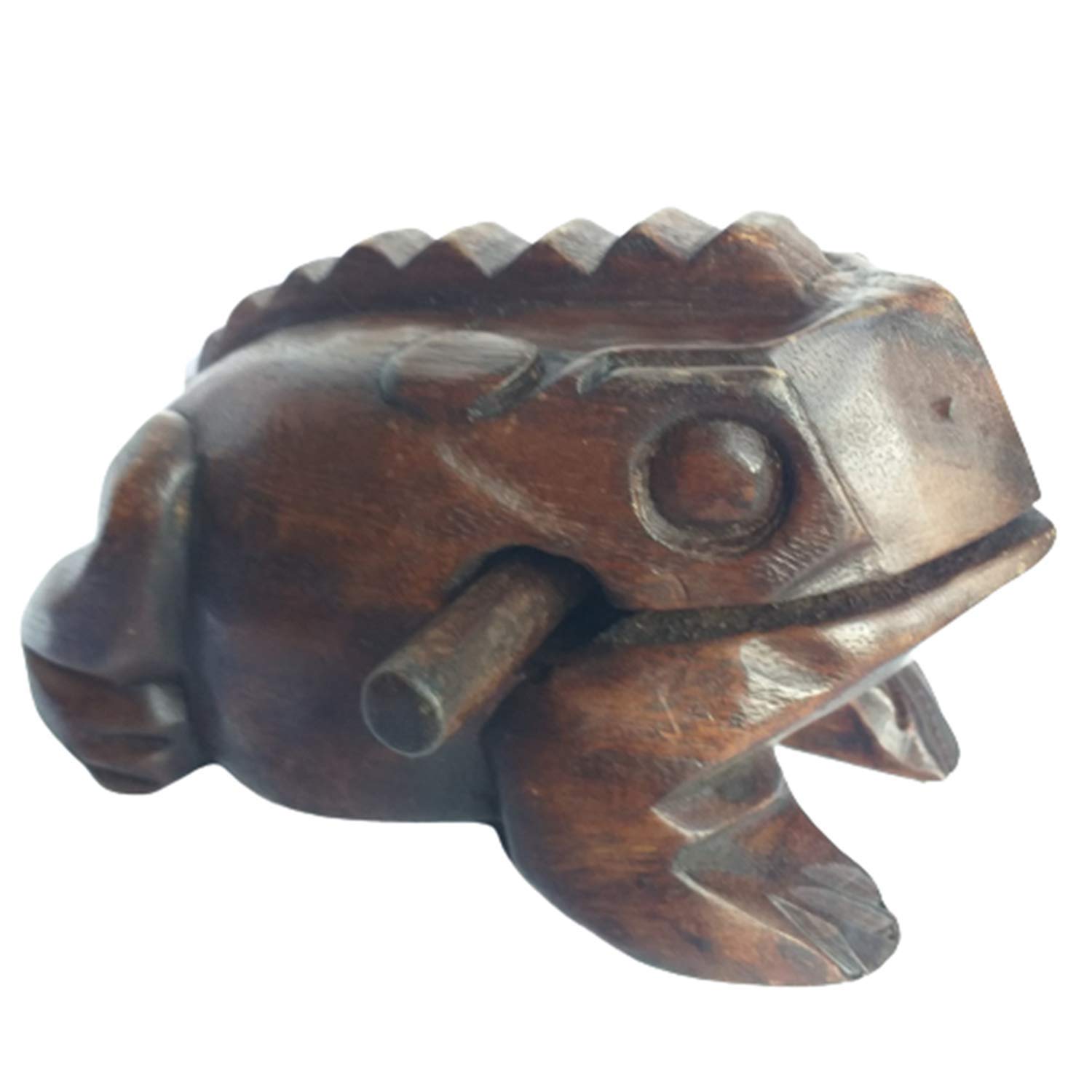 Cozinest Medium 6" Wood Frog Guiro Rasp Percussion Musical Instrument Tone Block Wooden Handcraft Percussion Instruments Products From Thailand Lucky Frog for Home Office Decor (Brown)