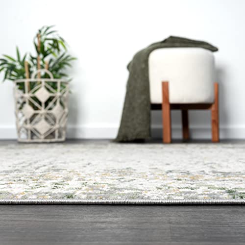 Abani Atlas 4'x6' Green/Grey Area Rug, Contemporary Abstract - Durable Non-Shedding -Easy to Clean