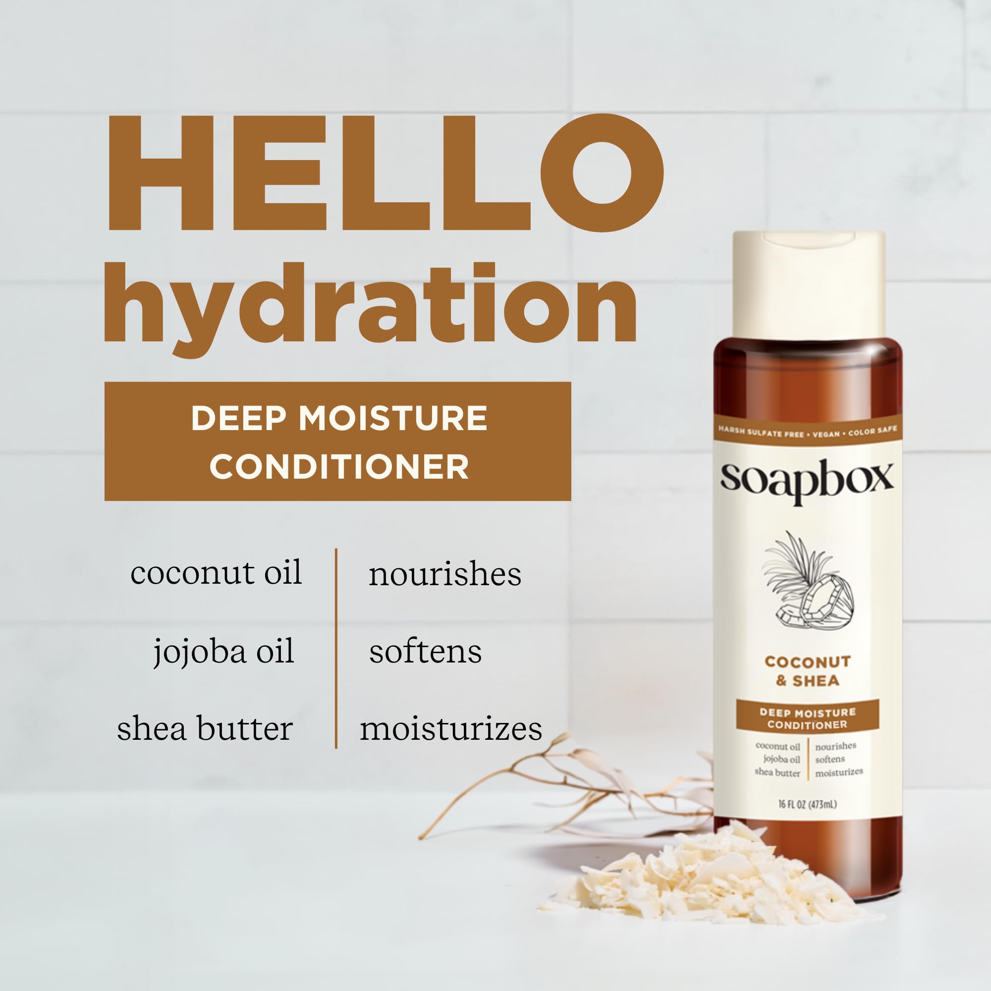 Soapbox Conditioner, Coconut Oil with Shea Butter, 3 Count