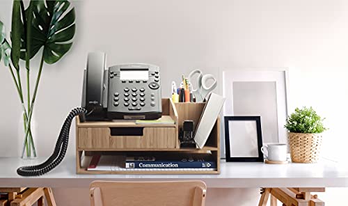 MobileVision Bamboo Paper Tray Office Organizer for Files, Documents, Letter Sorter, Envelopes and Magazine Holder (File & Paper Organizer)