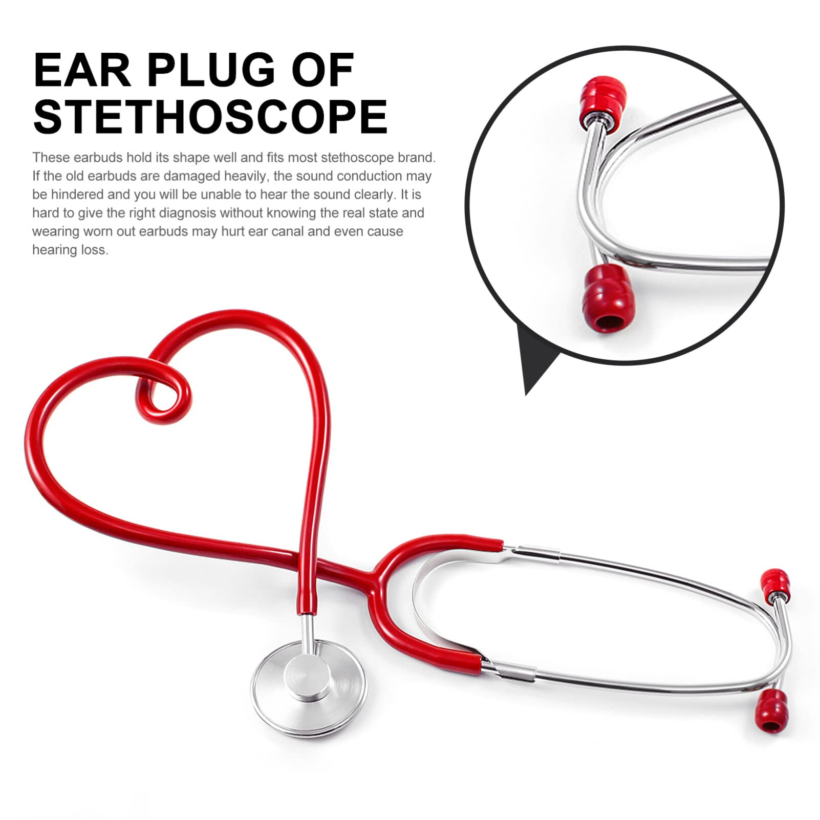 GLEAVI 10 Pairs Earplugs Stethoscope Replacement Parts Stethoscope Accessory Replacement Ear Tips Littman Stethoscope Silicone Gauges for Ears Stethoscope Earbud PVC Large