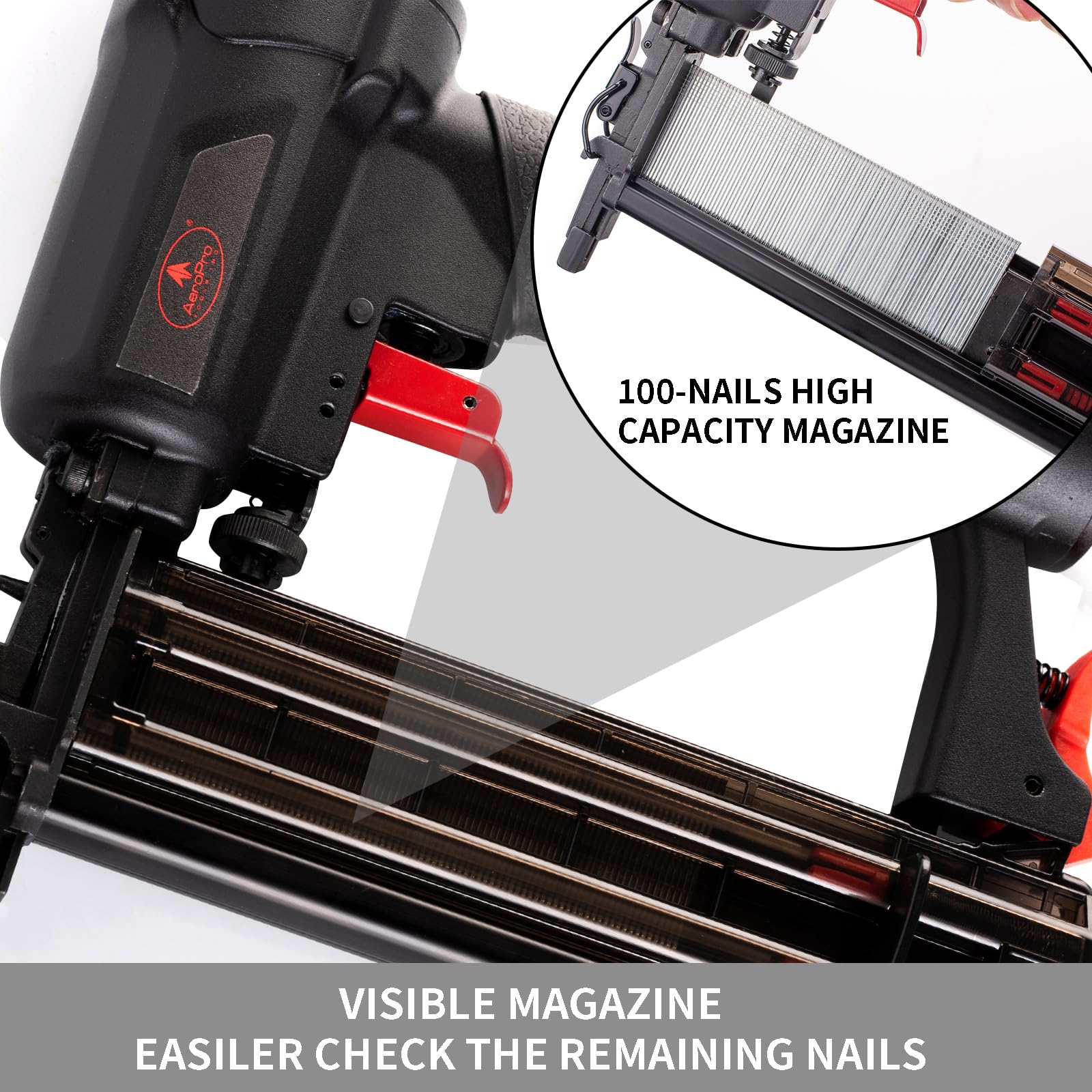AEROPRO Tools Pneumatic Brad Nailer, 18 Gauge 2 in 1 Air Brad Nail Gun and Staple Gun with 1000pcs Nails for Upholstery, DIY Project, Woodworking