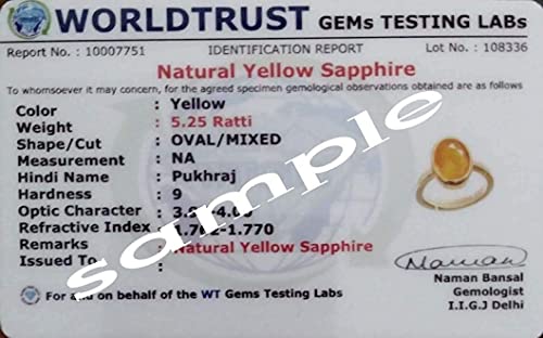 7.10 Carat Certified Unheated Untreatet AAA++ Quality Natural Gold Plated and Yellow Sapphire Astrological Ring for Unisex
