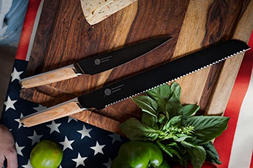 Everdure German Steel Professional Utility Knife, 6 Inch Knife with Titanium Coated Blade and Pakka Wood Handle, Perfect Kitchen Knife for Slicing Sandwiches, Cheese, Vegetables, and More