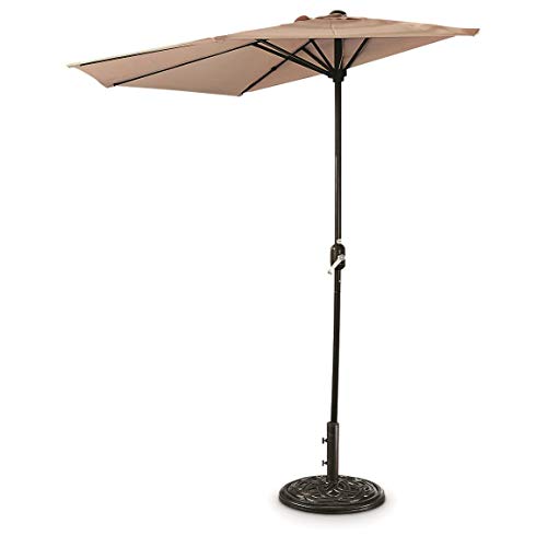 CASTLECREEK Half Round Patio Umbrella, Outdoor, Garden, Deck, Balcony Shade 8β, Red