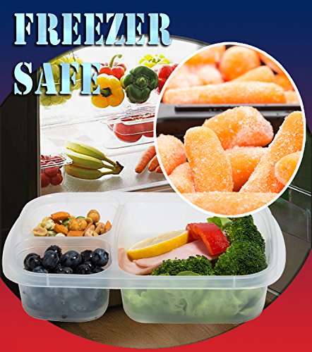 Meal Prep Containers 7-16 Pack Bento Lunch Boxes - 3 Compartment Food Storage Container with Lids (Colorful, 7-3)
