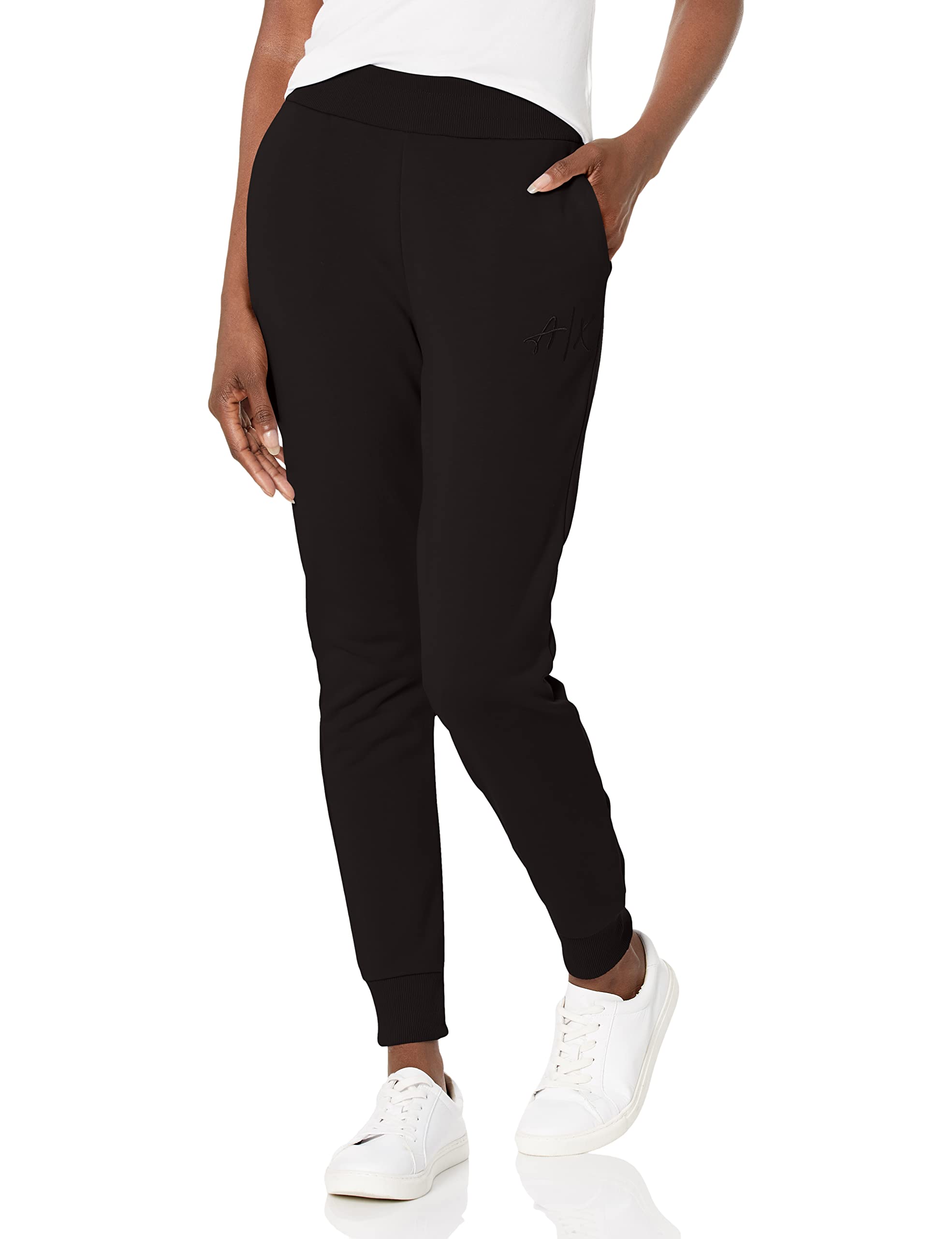 A|X ARMANI EXCHANGE Women's Embroidered Logo Sweatpants, Black, Large