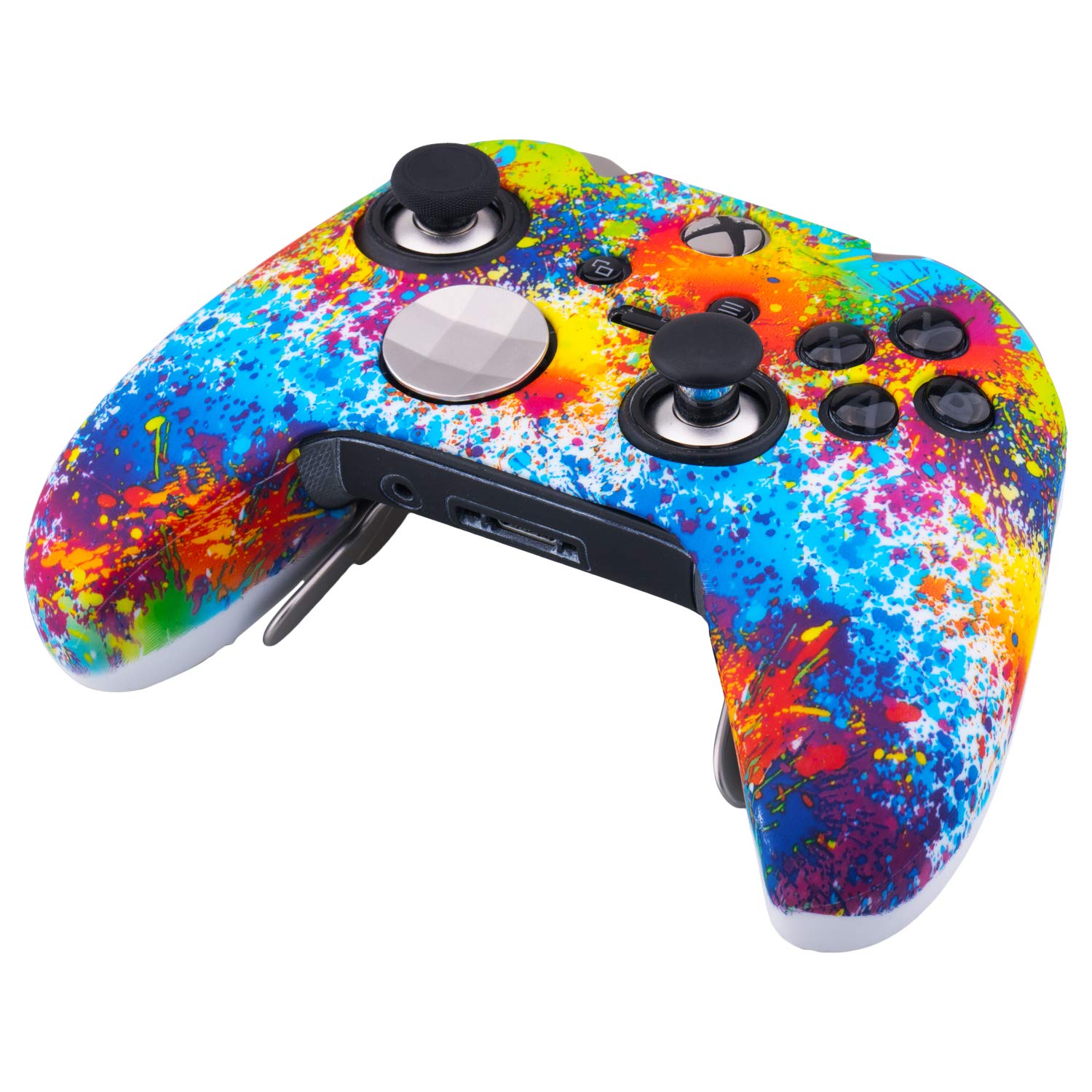 9CDeer 1 x Protective Customize Transfer Print Silicone Cover Skin Colour Paint + 6 Thumb Grips Analog Caps for Xbox Elite Wireless Controller Compatible with Official Stereo Headset Adapter