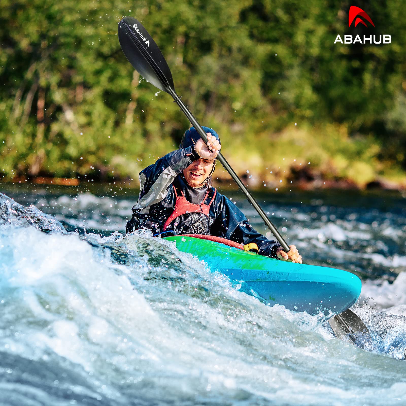 Abahub 1 x Kayak Paddles, 95 Inch Kayaking Oars for Boating, Canoeing with Extra Paddle Leash, Aluminum Alloy Shaft Black Plastic Blade