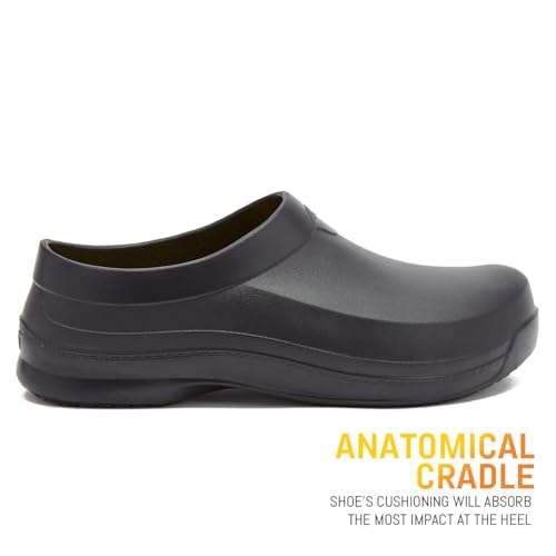 Avia Flame Slip Resistant Clogs for Women, Slip On Work Shoes for Food Service, Garden, or Nursing - Black, 8 Medium