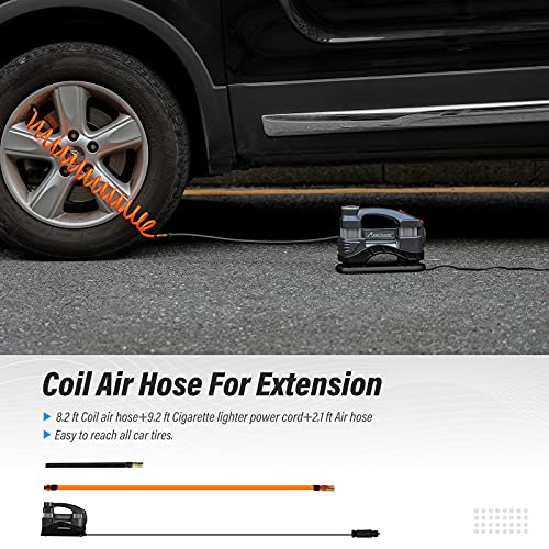 AVID POWER 12V DC Tire Inflator Portable Air Compressor with Heavy Duty Dual Cylinders for Fast Inflation, Auto Shut-Off Tire Pump with Digital Pressure Gauge, LED Light, Air Inflator for Tires