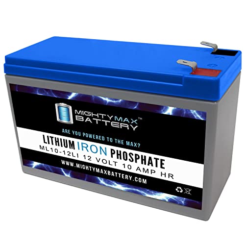 Mighty Max Battery Mighty Max Battery ML10-12LI - 12 Volt 10 AH Deep Cycle Lithium Iron Phosphate (LiFePO4) Rechargeable and Maintenance Free Battery