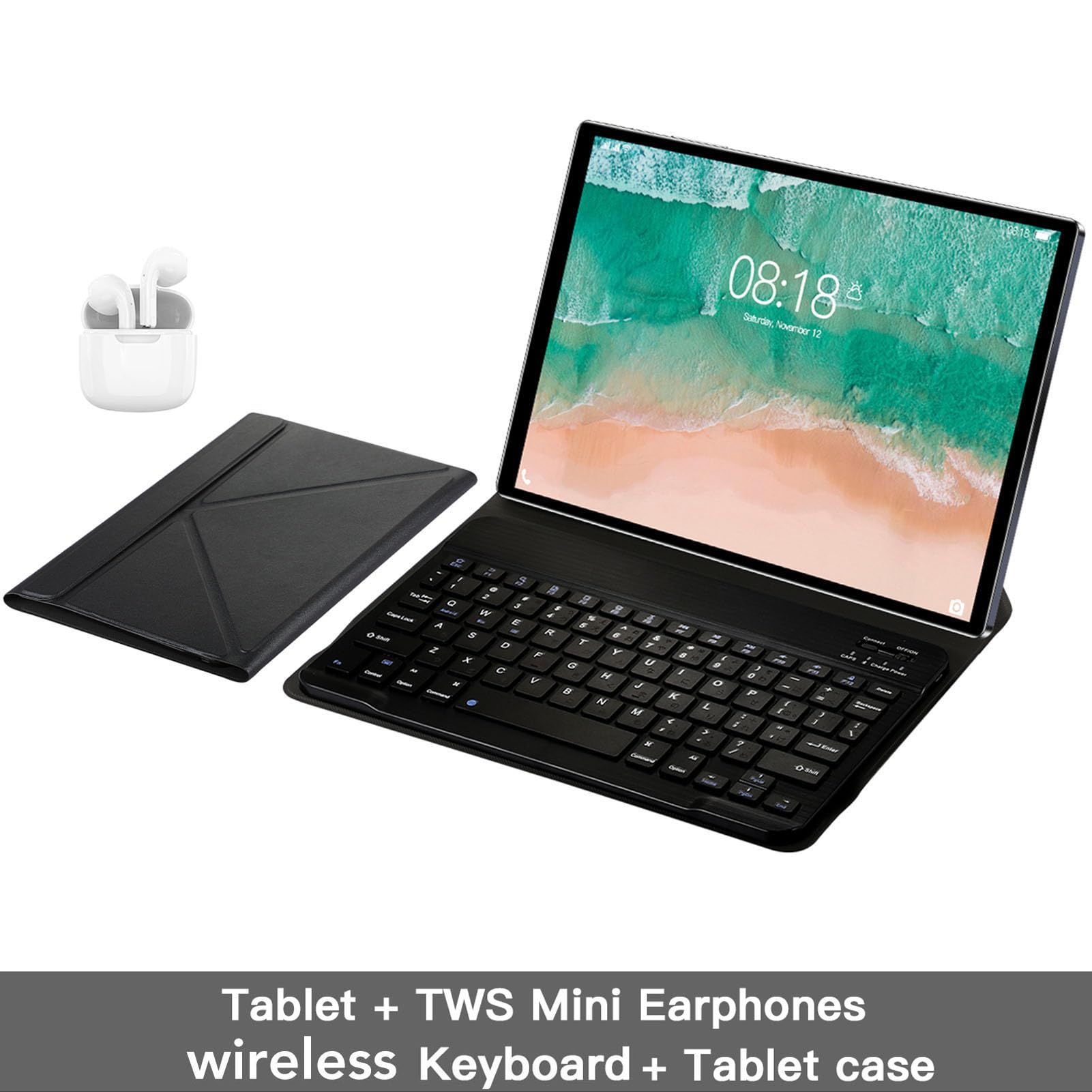 Acogedor 10.1 Inch Tablet for Android 11.0, 5G WiFi 12GB RAM, 256GB ROM, 8+20MP Dual Camera, MT6735 8 Core, HD Tablet with BT Keyboard Earbuds US Plug 100โ240V (US Plug)