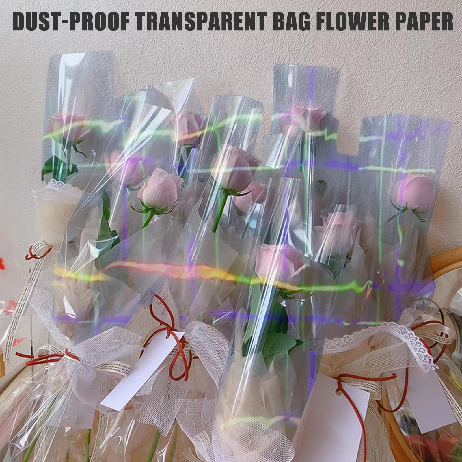 34in x 50ft Cellophane Wrap Roll Blue: Translucent Extra Wide Flower Wrapping Paper, Cellophane Wrap for Gift Baskets Flower, Crafts, Treats, Birthday, Candy Package Flower DIY Wrapping