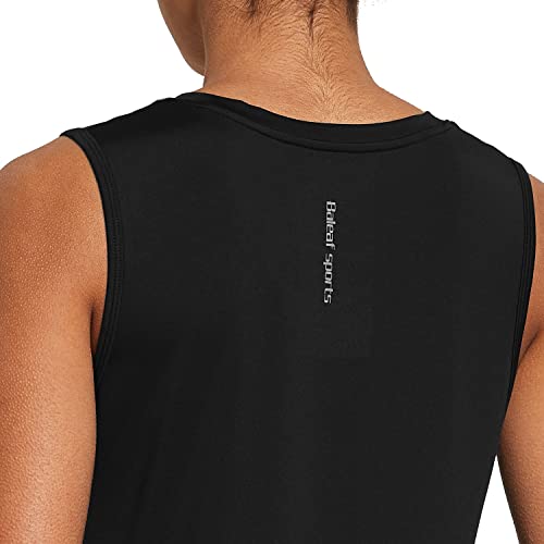 BALEAF Women's Workout Tank Tops Sleeveless Running Shirts Activewear Gym Tops Black Size XL