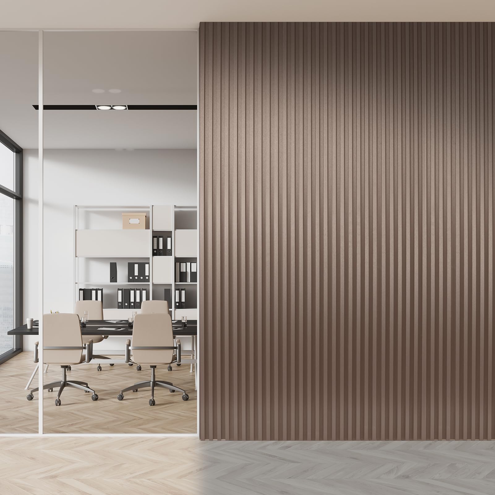 Art3dwallpanels Slat Wall Paneling, 104'' x 6.7'' Glossy Metal Finish WPC Soundproof 3D Wall Panels for Interior Wall Decor, 8 Pack Fluted Textured Panel Wall Slats, Metallic Silver Dark Gray