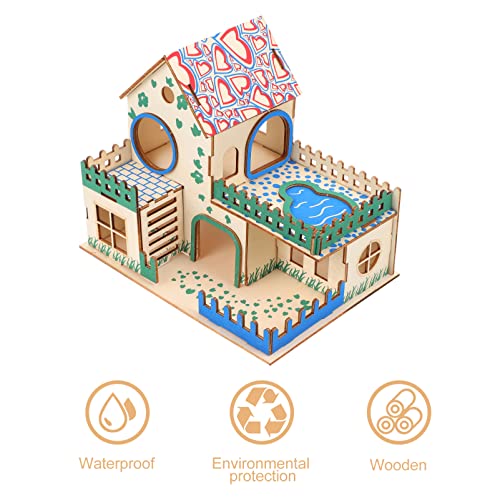 Balacoo Hamster Castle Pet Hamster Climbing Toy Small Pet Hut Wooden Hamster Cabin