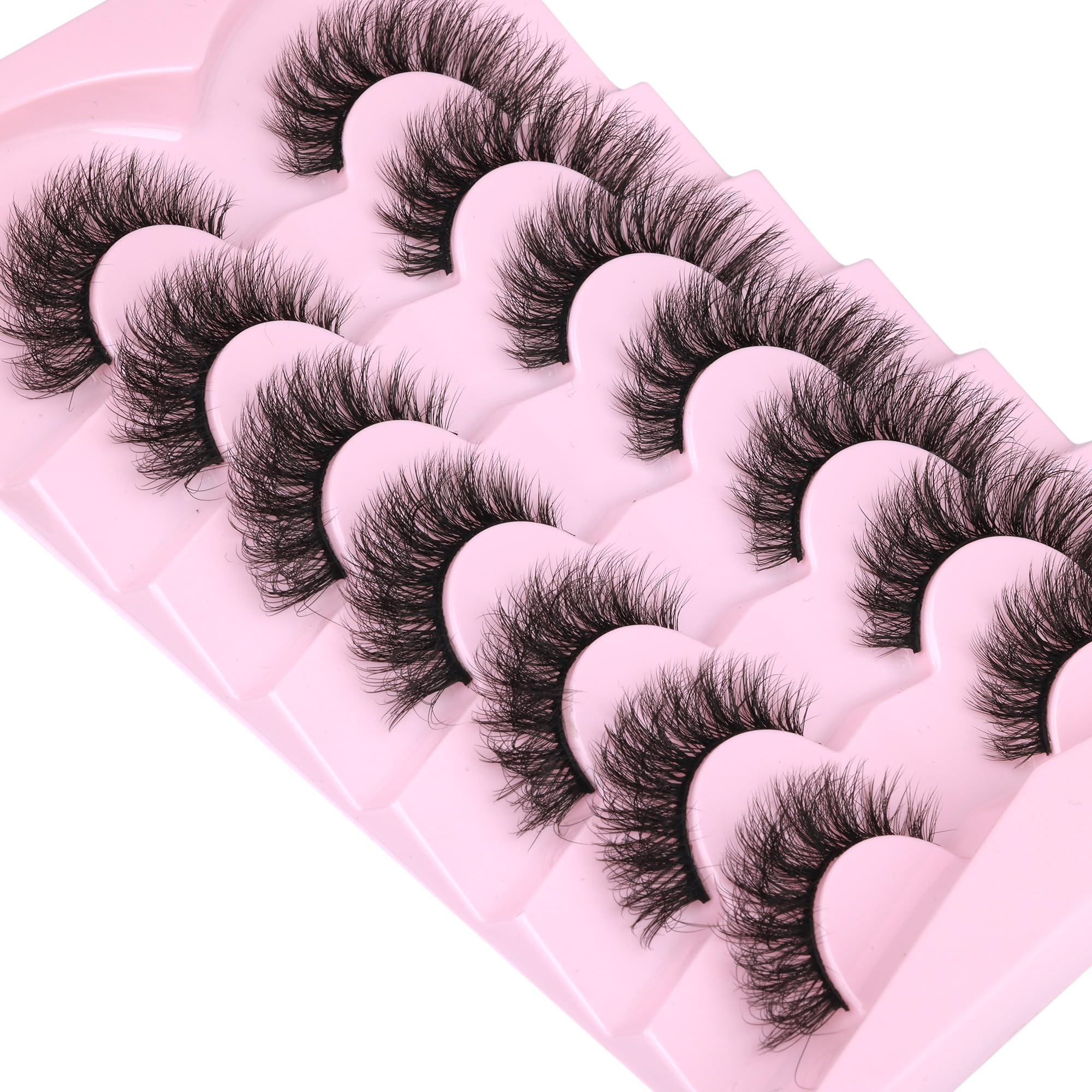 ALPHONSE Lashes Fluffy 3D Faux Mink Eyelashes 15MM Cat Eye Lashes Natural Look Wispy Strip False Lashes Pack