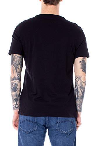 A|X ARMANI EXCHANGE mens V Neck Cotton Logo T Shirt, Black, X-Large US