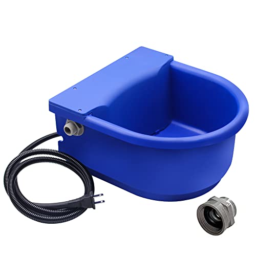APlayfulBee Automatic Heated Dog Waterer Bowl Feeder Constant Temperature Dispenser 3L Outdoor Thermal Bowl with Float Ball Valves for Pet Dog Horse Cattle Goat Sheep (Blue)