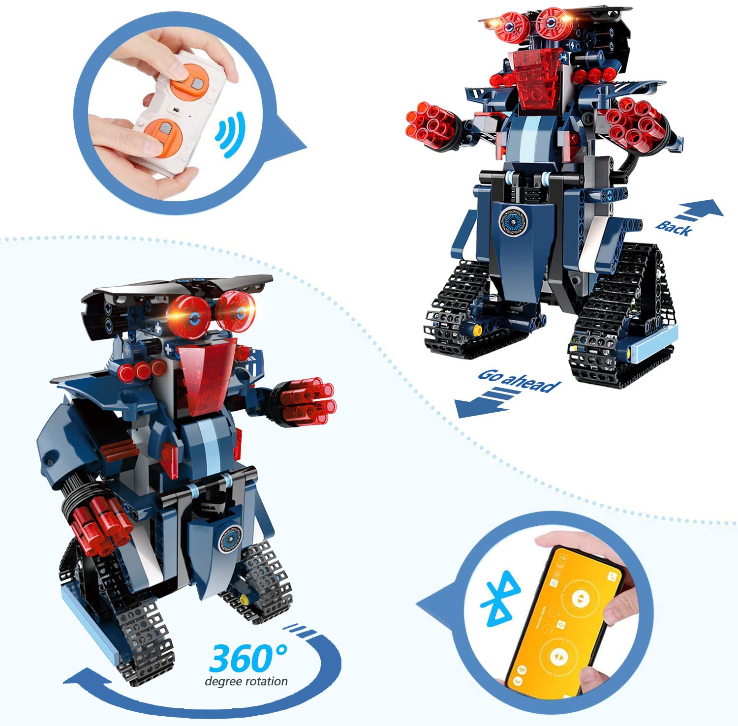 aukfa STEM Building Block Toy RC Robot for Kids, App Controlled & Remote Control Robotic Toy for Boys and Girls, Engineering Educational Build Kit, Early Learning Birthday Gift for 8 Years and Up