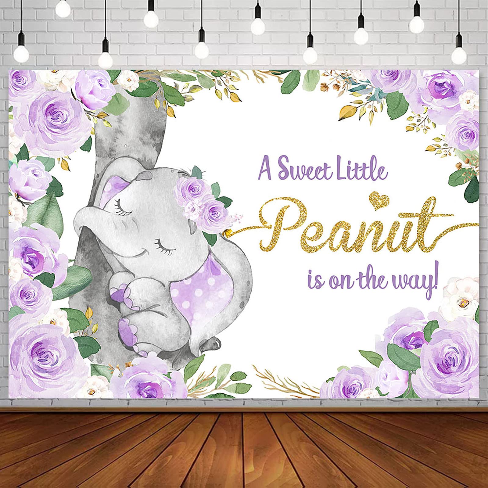 Avezano Purple Elephant Baby Shower Backdrop Lavender Floral Elephant Baby Shower Background A Sweet Little Peanut is on The Way Elephant Baby Shower Decorations for Girls (7x5)