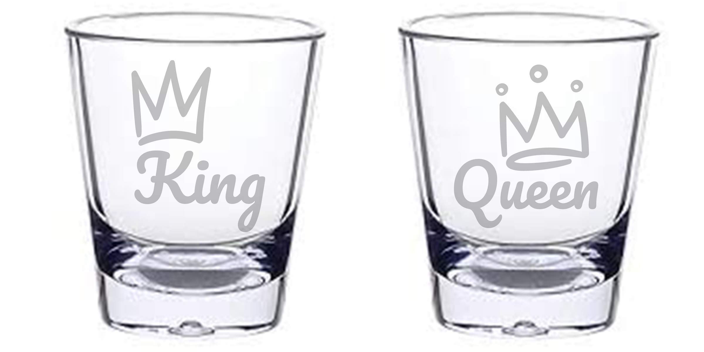 Alankathy Mugs King Queen His Hers Wifey Hubby husband Wife shot glass 1.5 oz set of 2 for anniversary wedding celebration