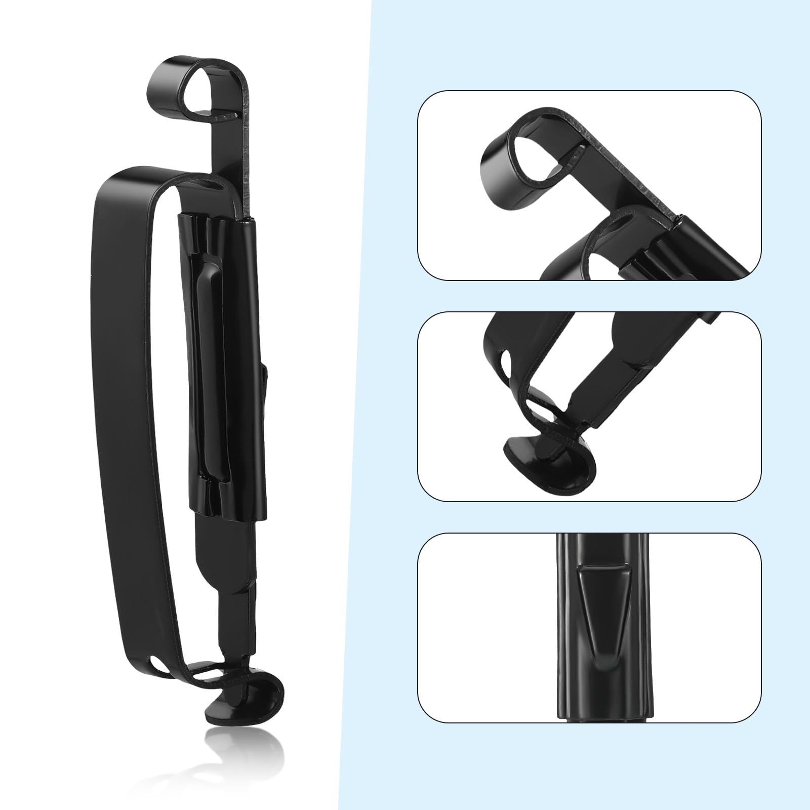 Yuxung 20 Pcs Metal Keepers Adapter Clip Belt Slides Strap Clip Holder Reusable Metal Connecting Clip for Belt Kettle Sling Bag Backpack Big Slots, Black