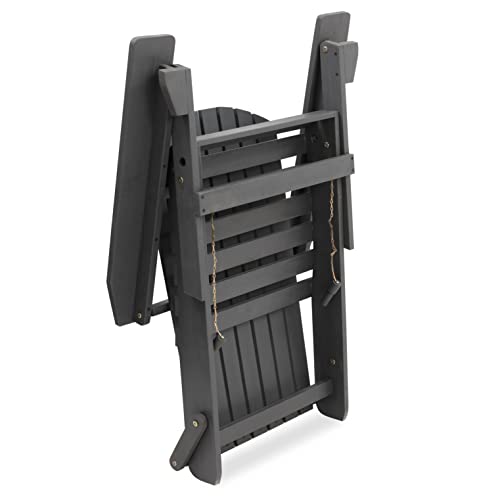 Amazon Aware FSC Certified Outdoor Folding Adirondack Chair, Acacia Wood, Dark Grey